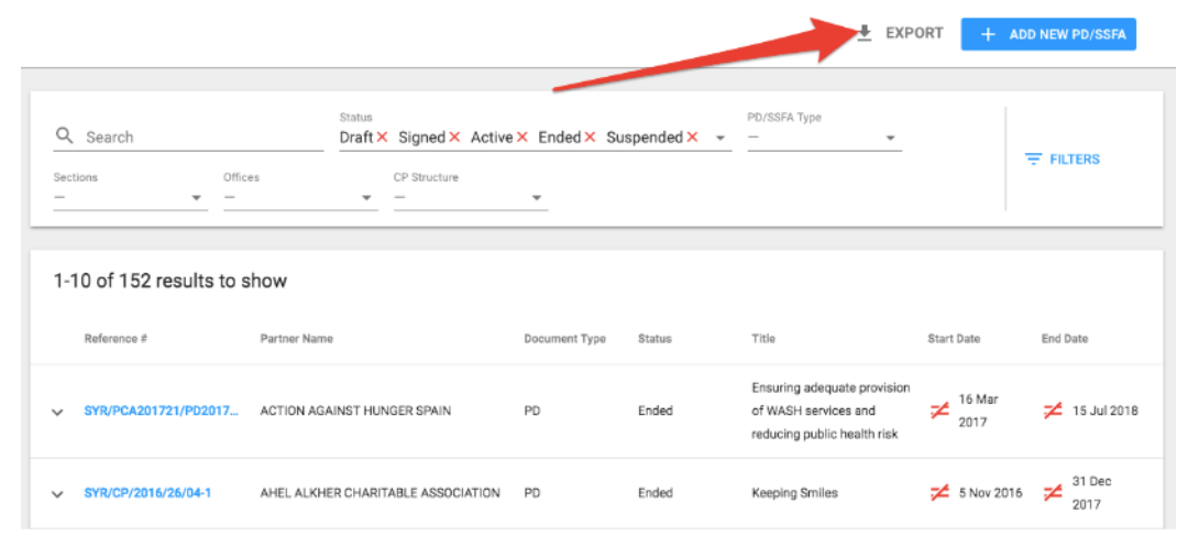 Navigate to List of PD – eTools Help Center / UNICEF