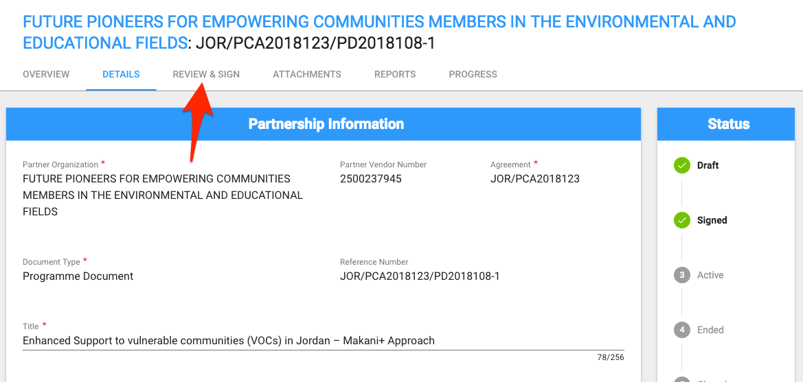 Add New PD - Change Status from Signed to Active – eTools Help Center / UNICEF