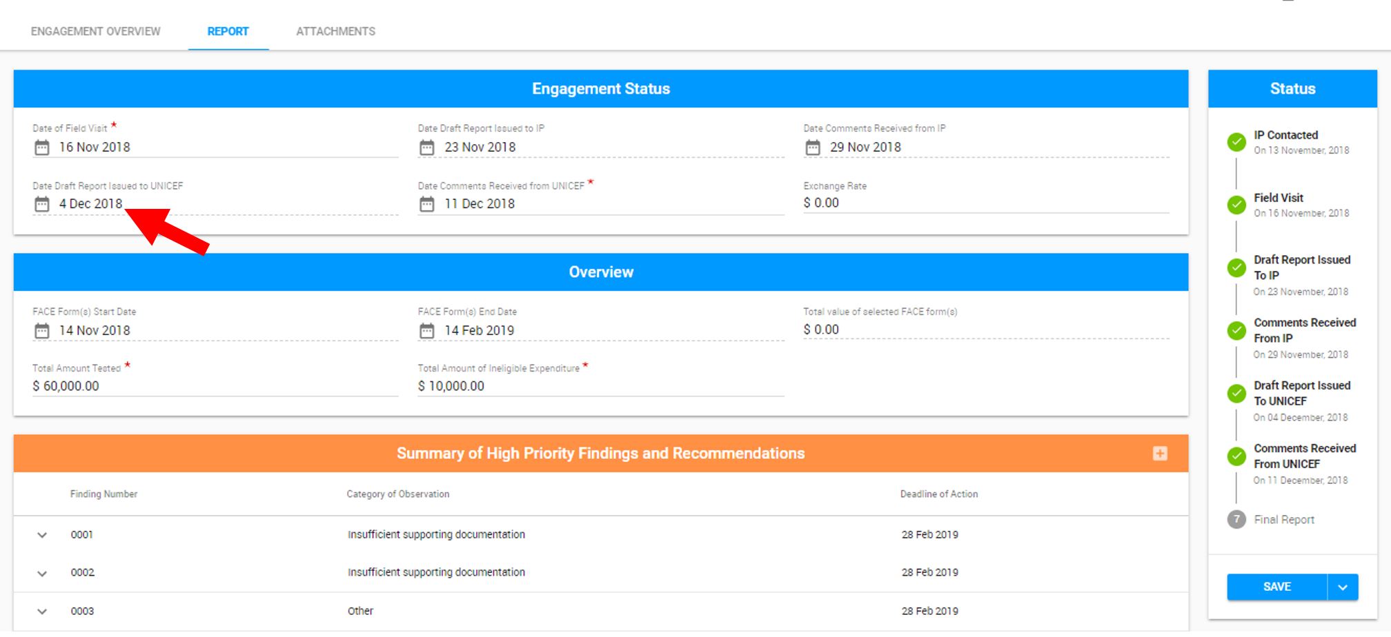 Complete Report for Engagement (Spot Check by UNICEF Staff) – eTools ...