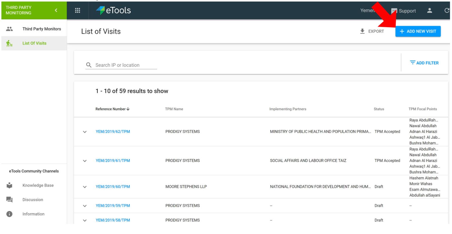 Draft and Assign TPM Visit – eTools Help Center / UNICEF