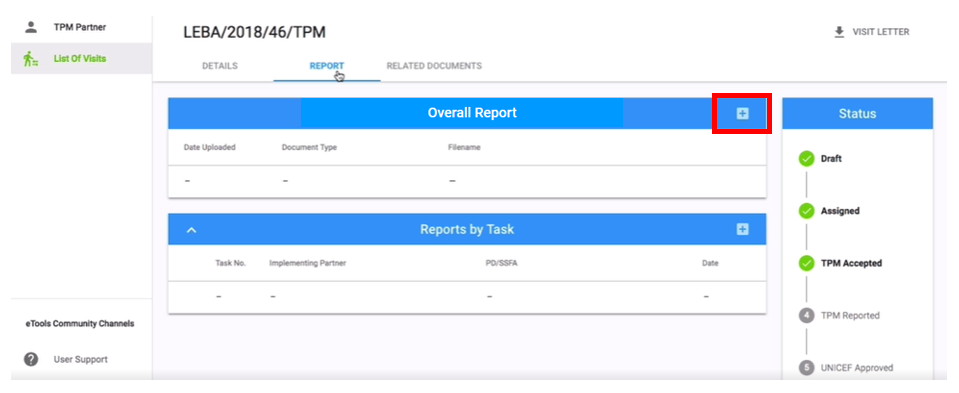 Report on Your TPM Visit – eTools Help Center / UNICEF