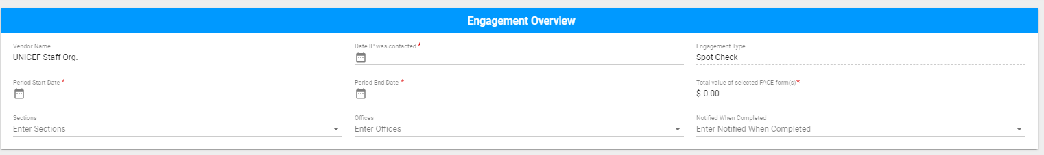 Create an engagement (Spot Check by UNICEF Staff) – eTools Help Center ...